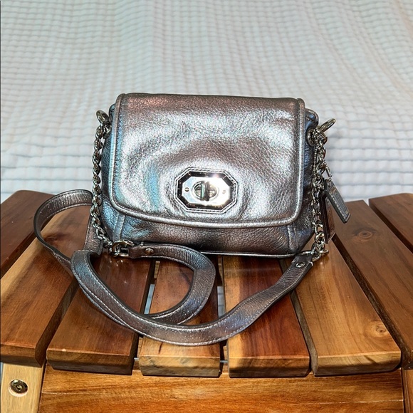 Coach | Bags | Coach Metallic Silver Leather Crossbody Bag | Poshmark